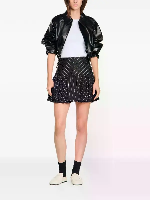 Sandro Striped Sequin-embellished Mini Skirt