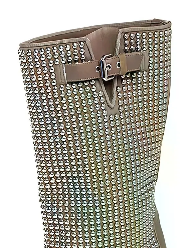CHRISTIAN LOUBOUTIN Studded Leather Boots - Brown