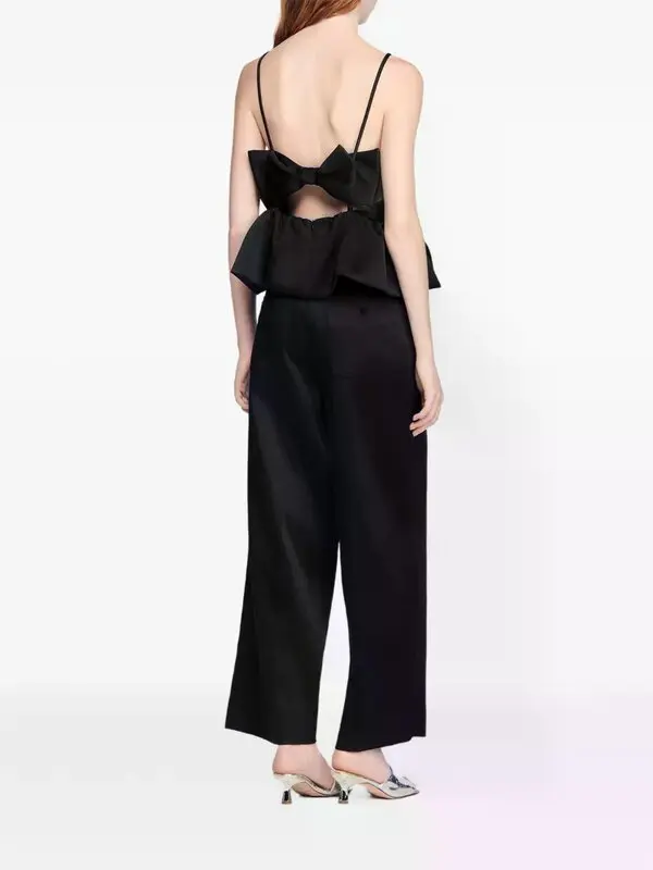 Sandro Ruffled Crop Top With Spaghetti Straps And Back Bow Detail