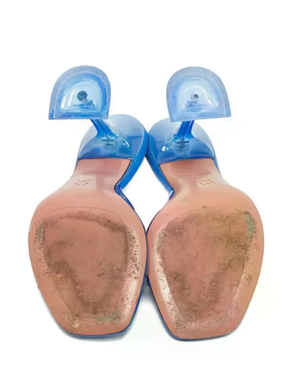 Amina Muaddi Clear Strap Square Toe Sandals