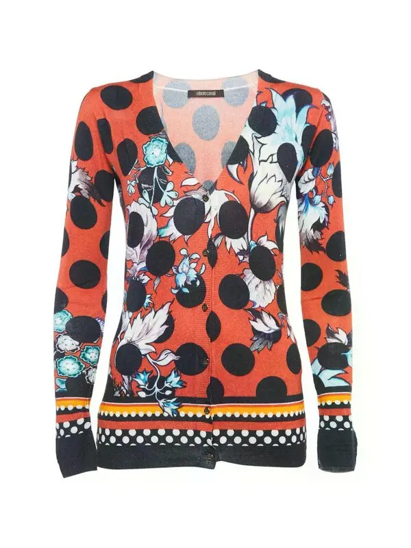 Roberto Cavalli Cardigan With Floral And Polka Dot Print - Red