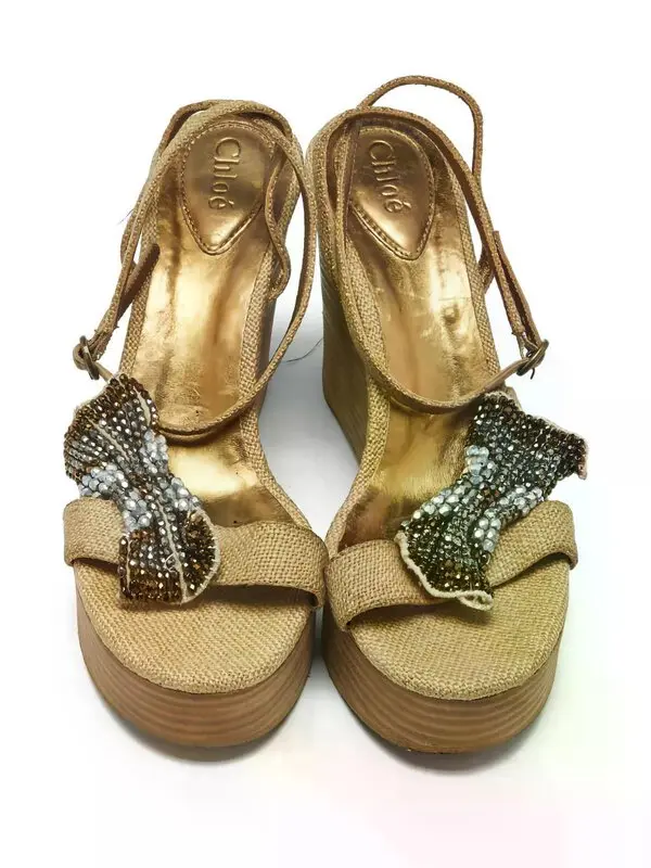 Chloé 105mm Crystal-embellished Wedge Sandals