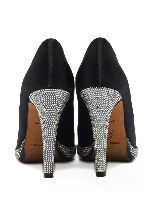 Rene Caovilla Satin Rhinestone Embellished Platform Pumps