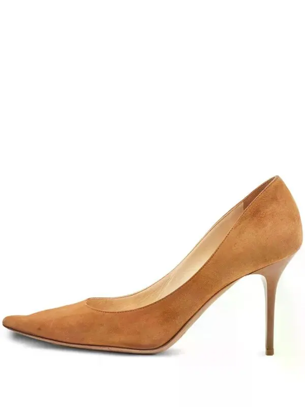 JIMMY CHOO Suede Pointed Toe High Heel Pumps - Brown