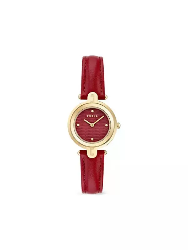 Furla Leather Strap Watch - Red