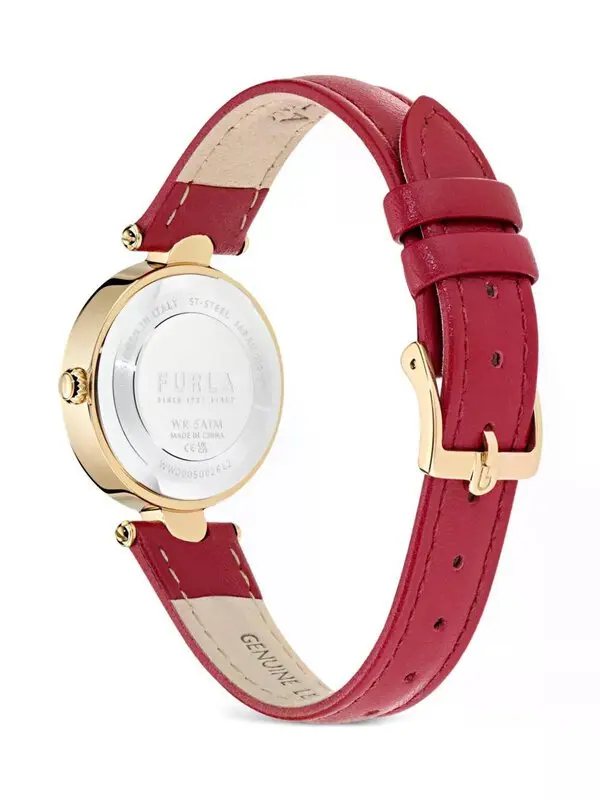 Furla Leather Strap Watch - Red