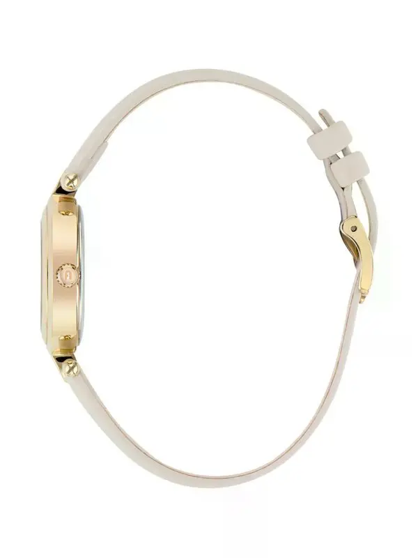 Furla Leather Strap Watch With Gold Bezel - Grey