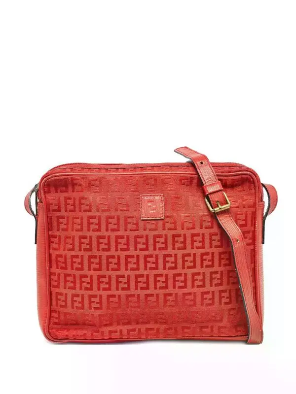 Fendi Ff Pattern Leather Crossbody Bag - Red
