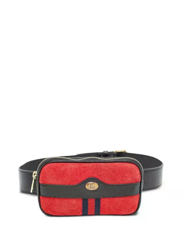 Gucci Suede Panelled Belt Bag - Red