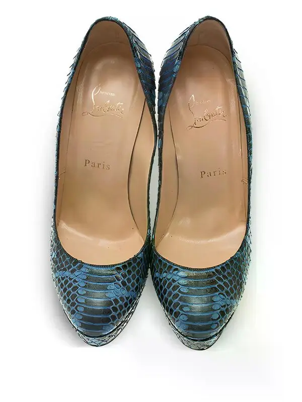 CHRISTIAN LOUBOUTIN 130mm Bianca Snakeskin Platform Pumps