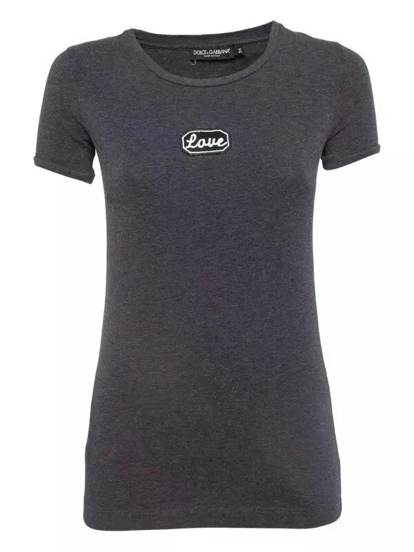 Dolce & Gabbana Crew Neck T-shirt With Applique - Grey