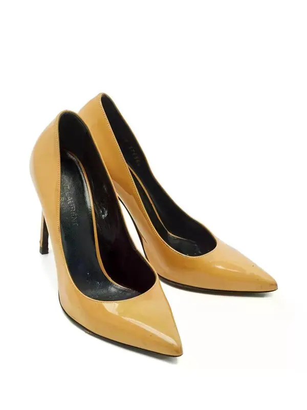 Saint Laurent Patent Leather Pointed-toe Pumps - Yellow