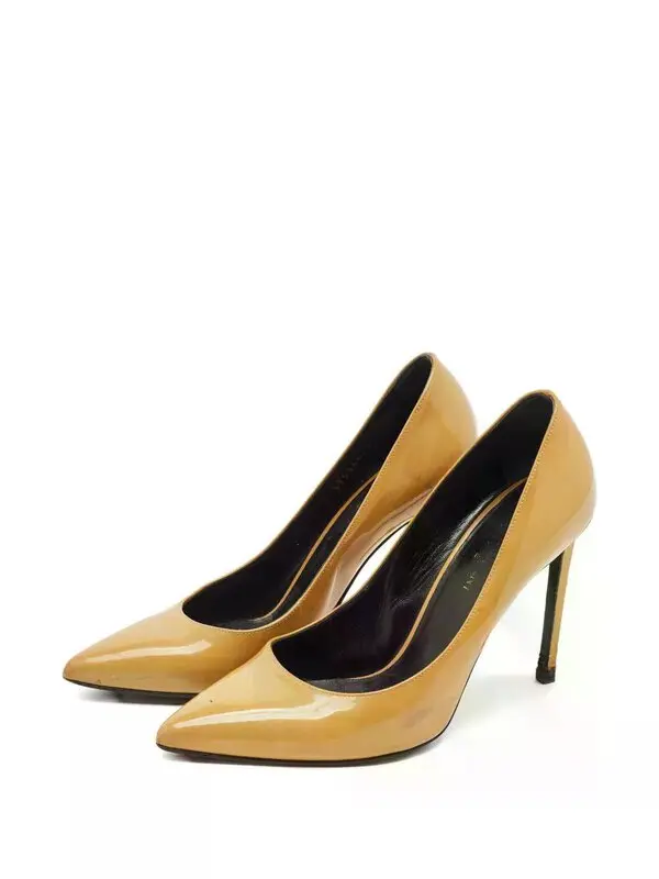 Saint Laurent Patent Leather Pointed-toe Pumps - Yellow