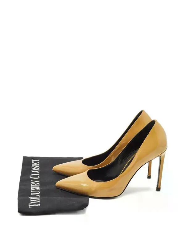 Saint Laurent Patent Leather Pointed-toe Pumps - Yellow