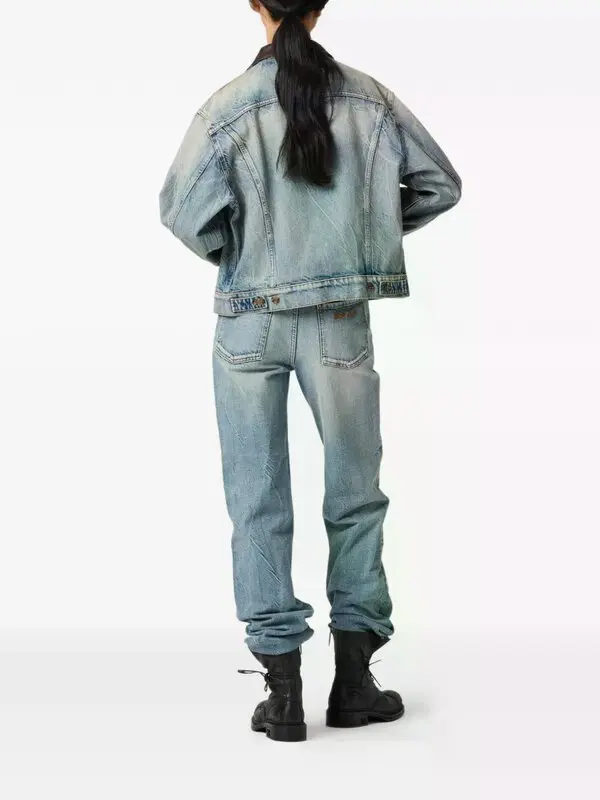 Miu Miu Logo Embroidered Relaxed Fit Jeans