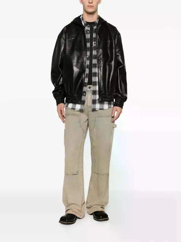 Amiri Hooded Leather Zip Jacket