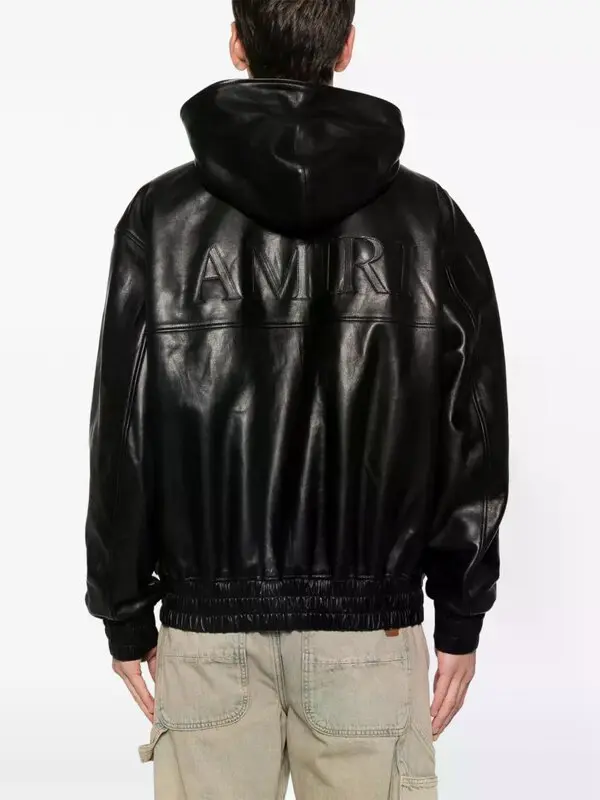 Amiri Hooded Leather Zip Jacket