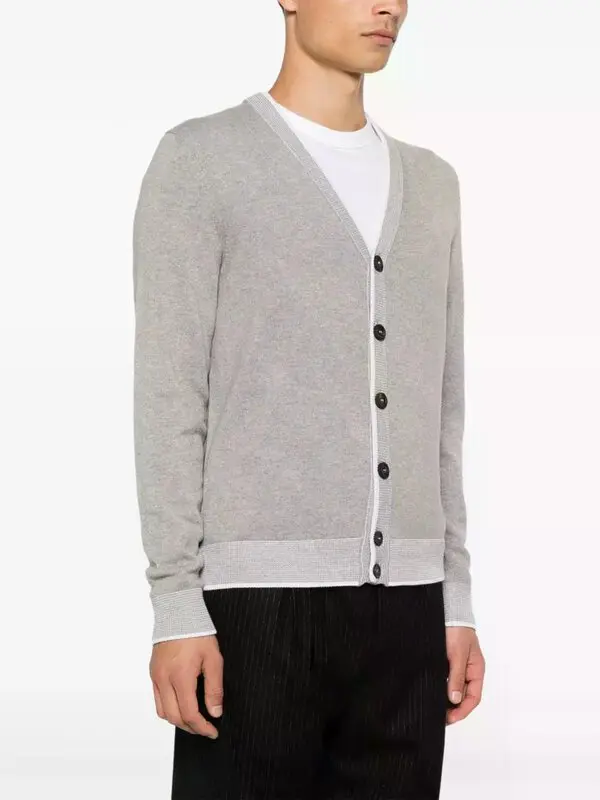 Peserico Contrast Trim Virgin Wool Blend Cardigan - Grey