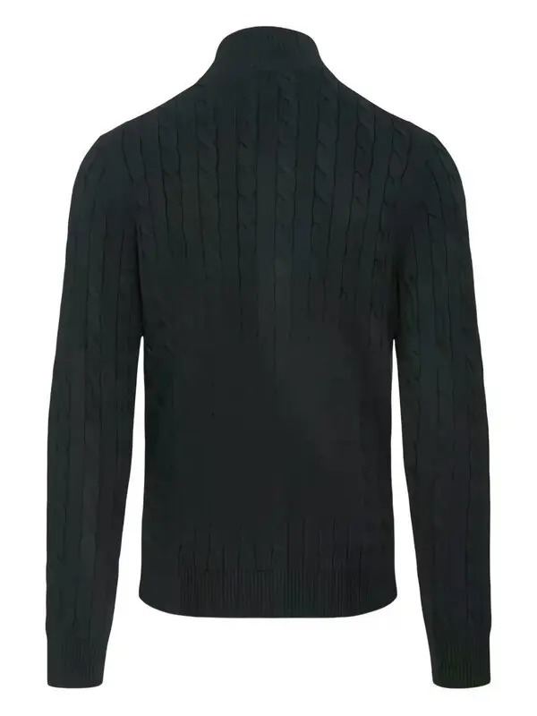 Gant Cable Zip Cotton Cardigan - Black