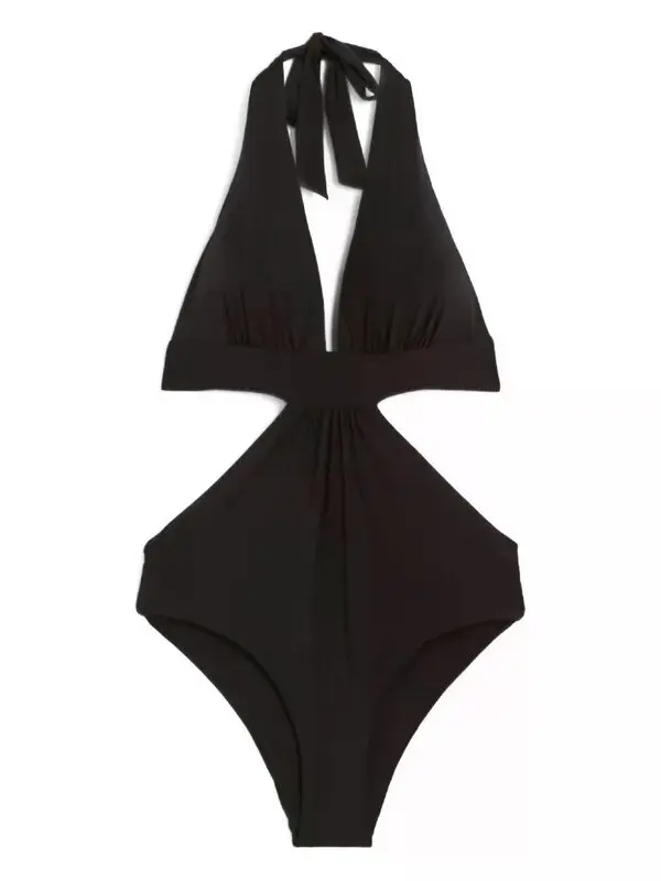 Max Mara Cassie Halterneck Cut-out One-piece Swimsuit - Black