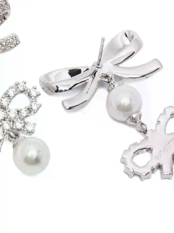 SELF-PORTRAIT Double-bow Pearl Drop Earrings