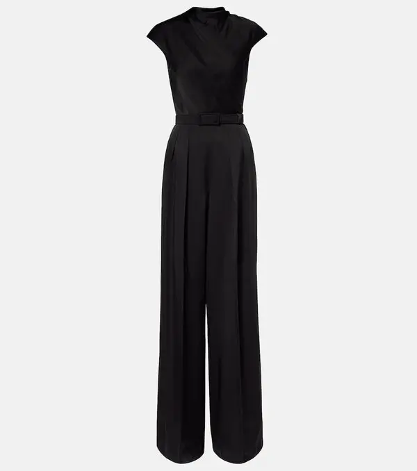 Max Mara Vespa Cutout Satin Jumpsuit - Black