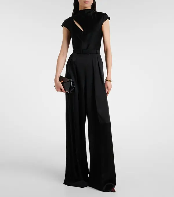 Max Mara Vespa Cutout Satin Jumpsuit - Black