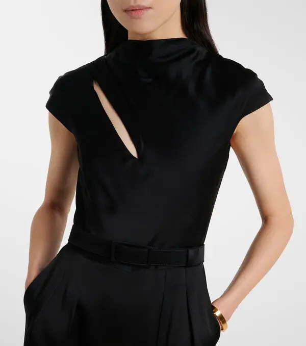 Max Mara Vespa Cutout Satin Jumpsuit - Black