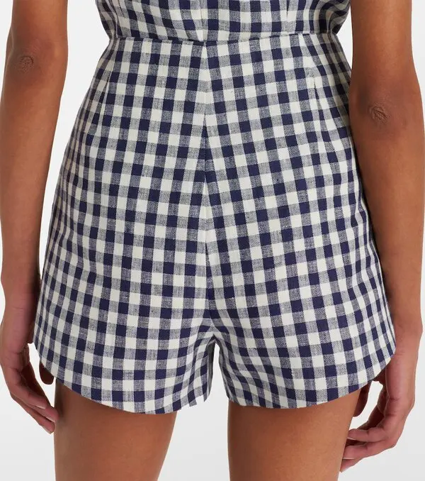 Posse Sadie Gingham Linen Shorts - Blue