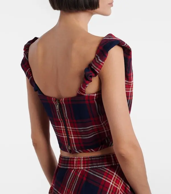 VIVIENNE WESTWOOD Off-shoulder Plaid Bustier Top - Red