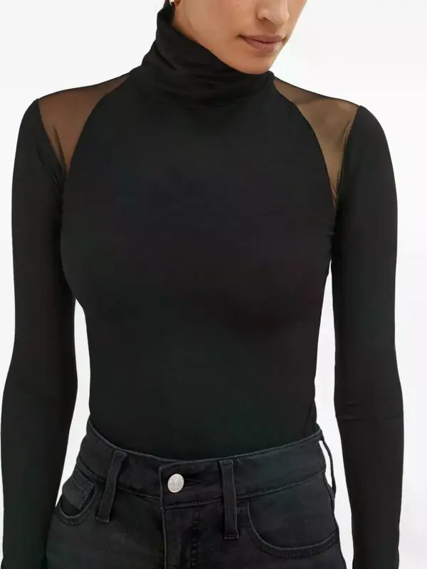 MARCELLA Maria Mesh-panel Turtleneck Top