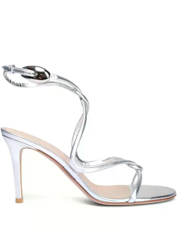 GIANVITO ROSSI Twisted Strap Sandals - Silver