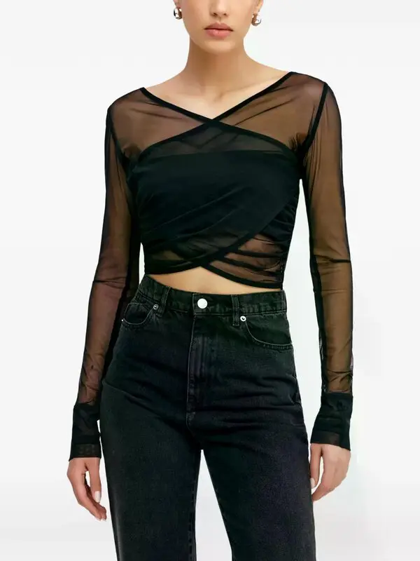 MARCELLA Britney Mesh-piping V-neck Top