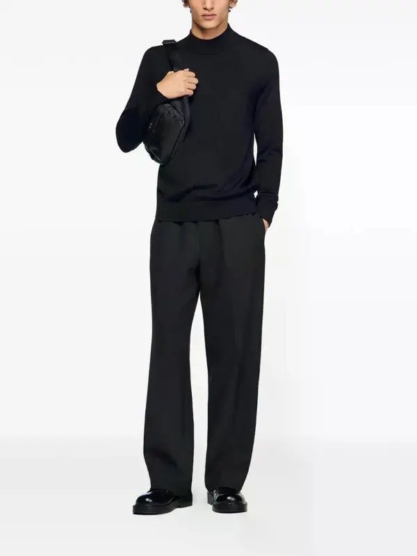 Sandro Wool High Neck Sweater - Black