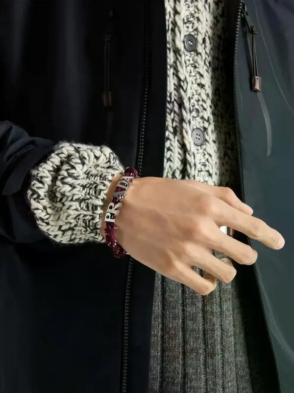 Prada Logo Cord Bracelet - Silver