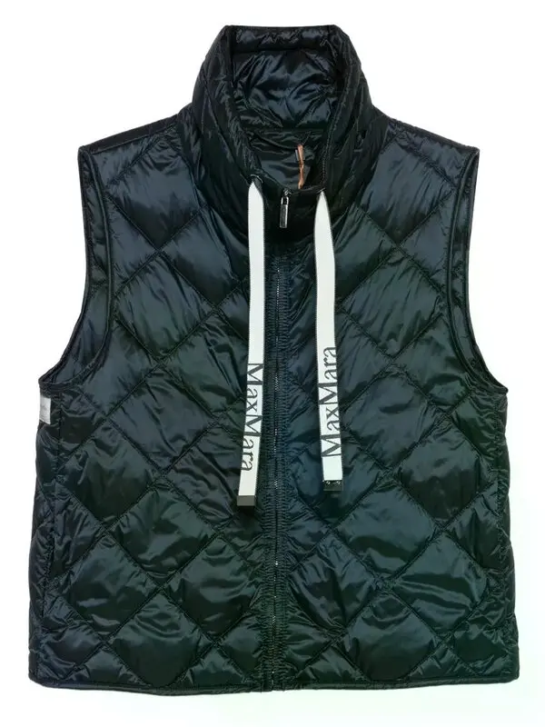 Max Mara Quilted Sleeveless High Neck Vest - Blue