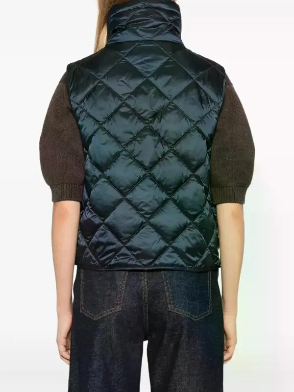 Max Mara Quilted Sleeveless High Neck Vest - Blue