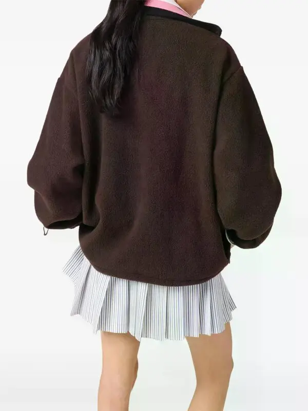 Miu Miu Logo-embroidered Fleece Jacket - Brown