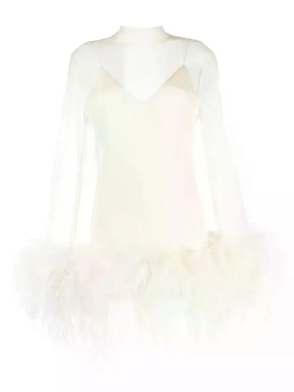 TALLER MARMO Gina Spirito Feather-trim Mini Dress - Neutrals