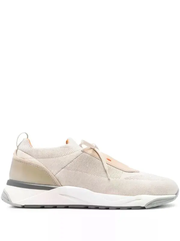Santoni Lace-up Panelled Sneakers - Neutrals