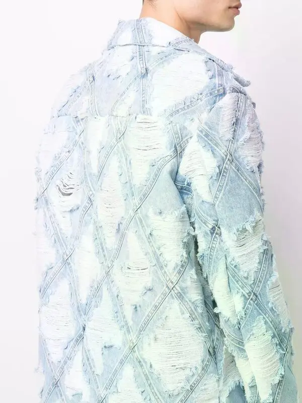 DIESEL® Distressed Denim Patchwork Coat