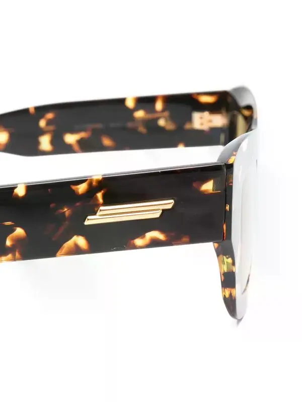 Bottega Veneta Tortoiseshell Pattern Rectangle Frame Sunglasses