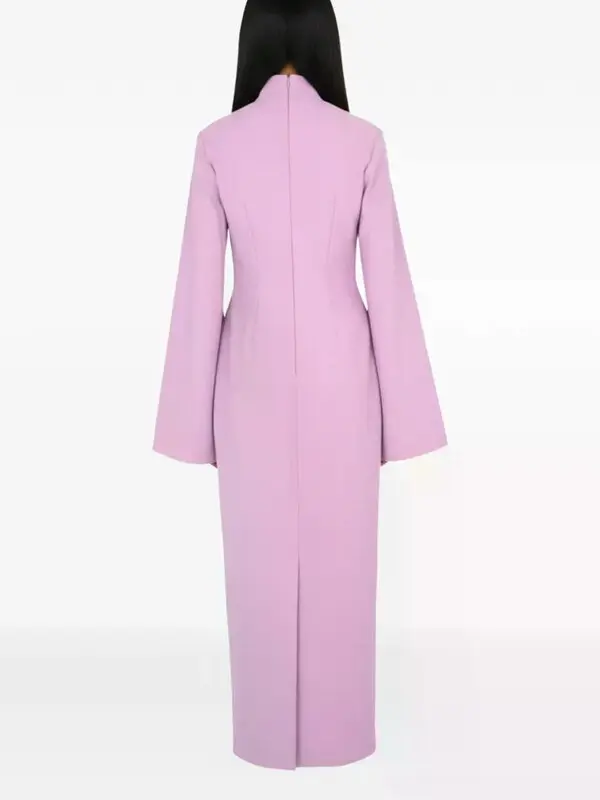 Solace London Maxi Dress With Funnel Neck And Flare Sleeves - Pink