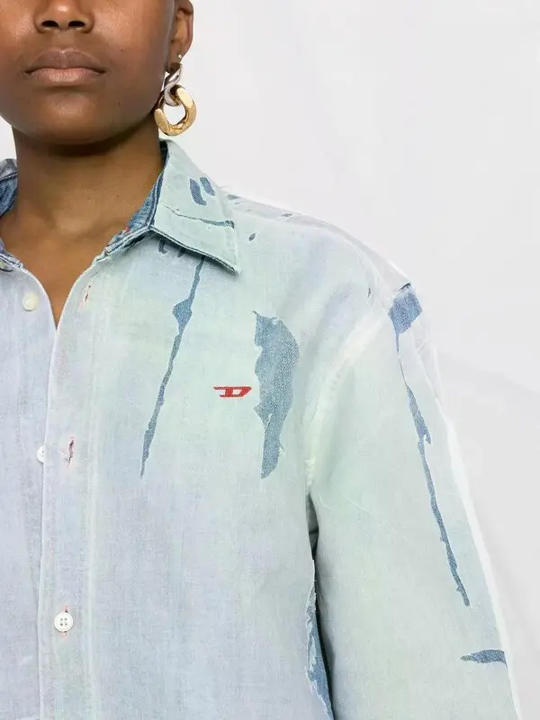 DIESEL® Distressed Denim Shirt Dress