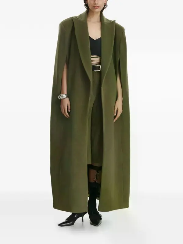 VESTIAIRE D'UN OISEAU LIBRE Collared Slit Cape - Green
