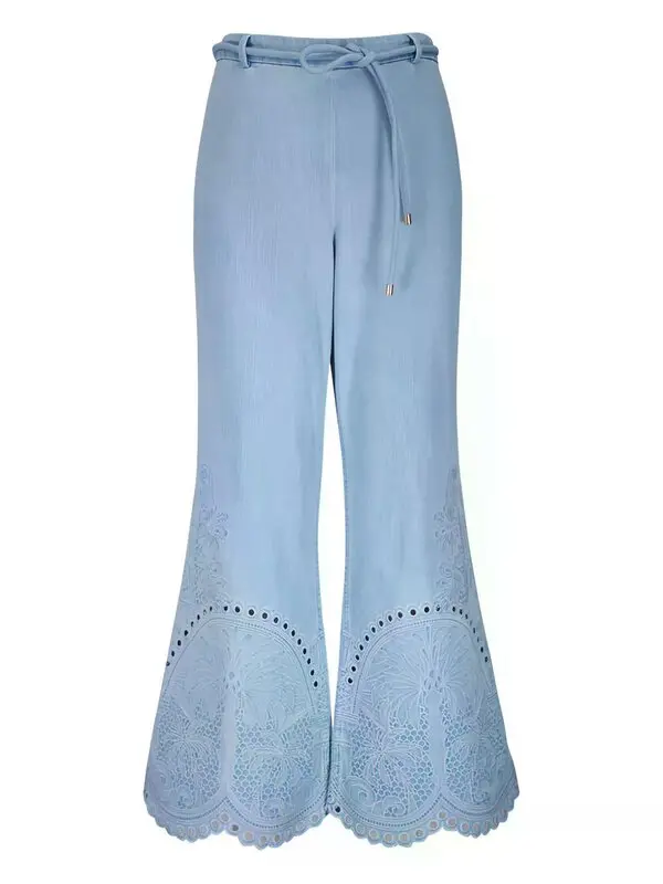 Zimmermann Embroidered Eyelet Trousers - Blue