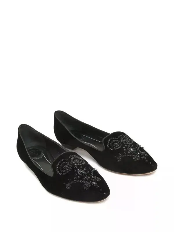 Rene Caovilla Velvet Beaded Loafers