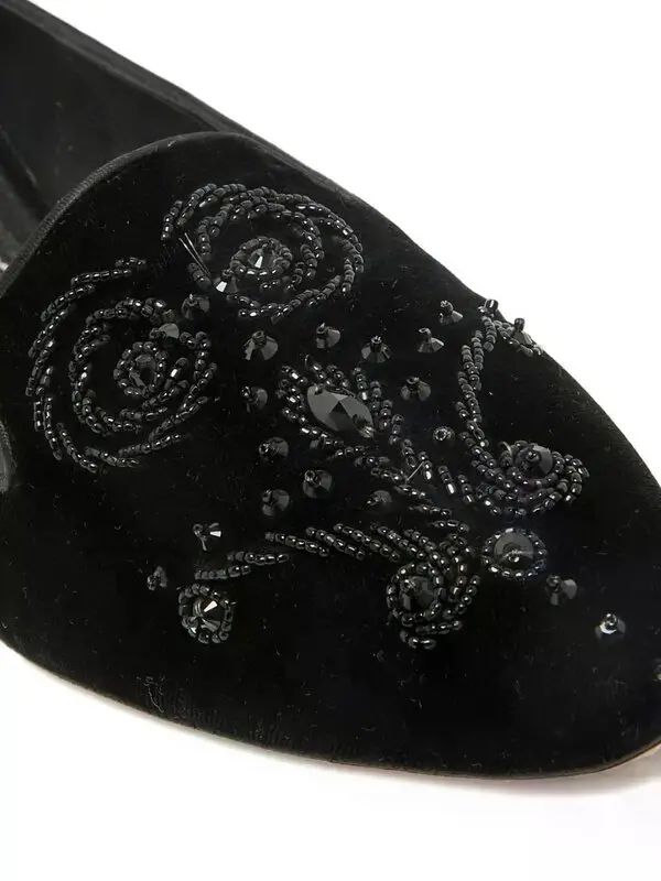 Rene Caovilla Velvet Beaded Loafers