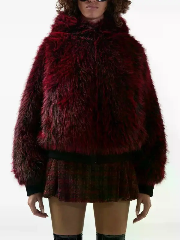 Gcds Fur Hood Zip Jacket