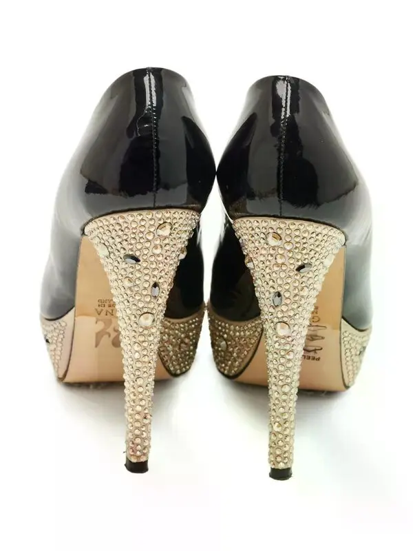 GINA Patent Leather Crystal Embellished Stiletto Platform Pumps